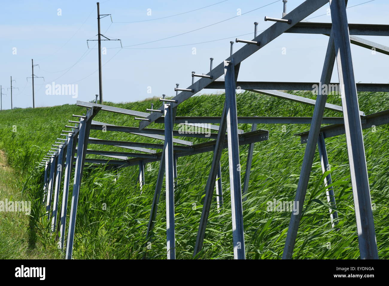 Construction of a high-voltage power line. Stages of installation of ...