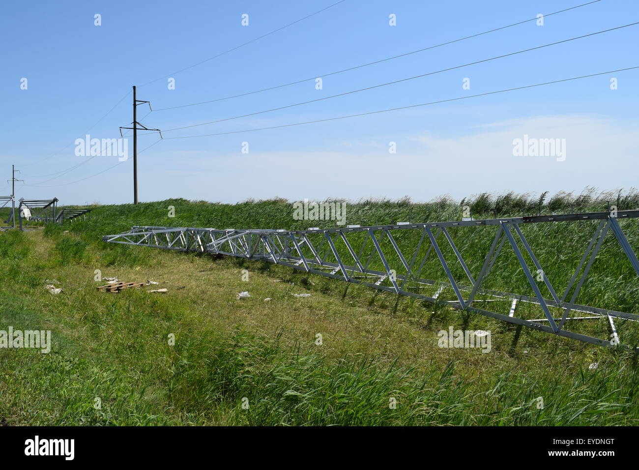 Construction of a high-voltage power line. Stages of installation of ...