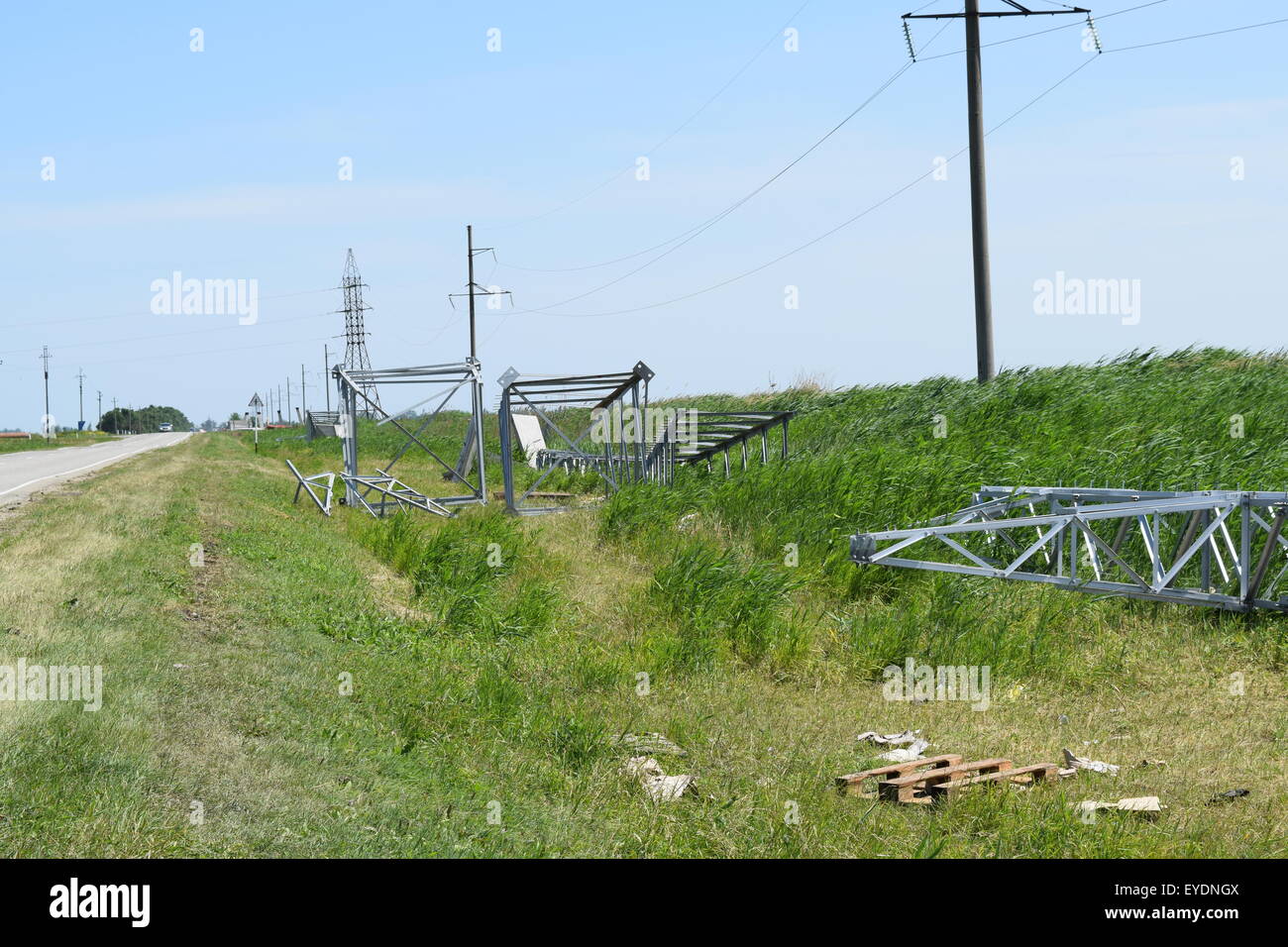 Construction of a high-voltage power line. Stages of installation of ...