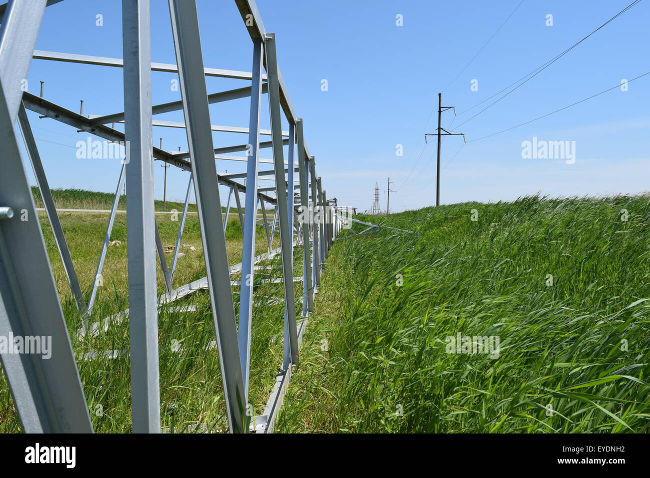 Construction of a high-voltage power line. Stages of installation of ...