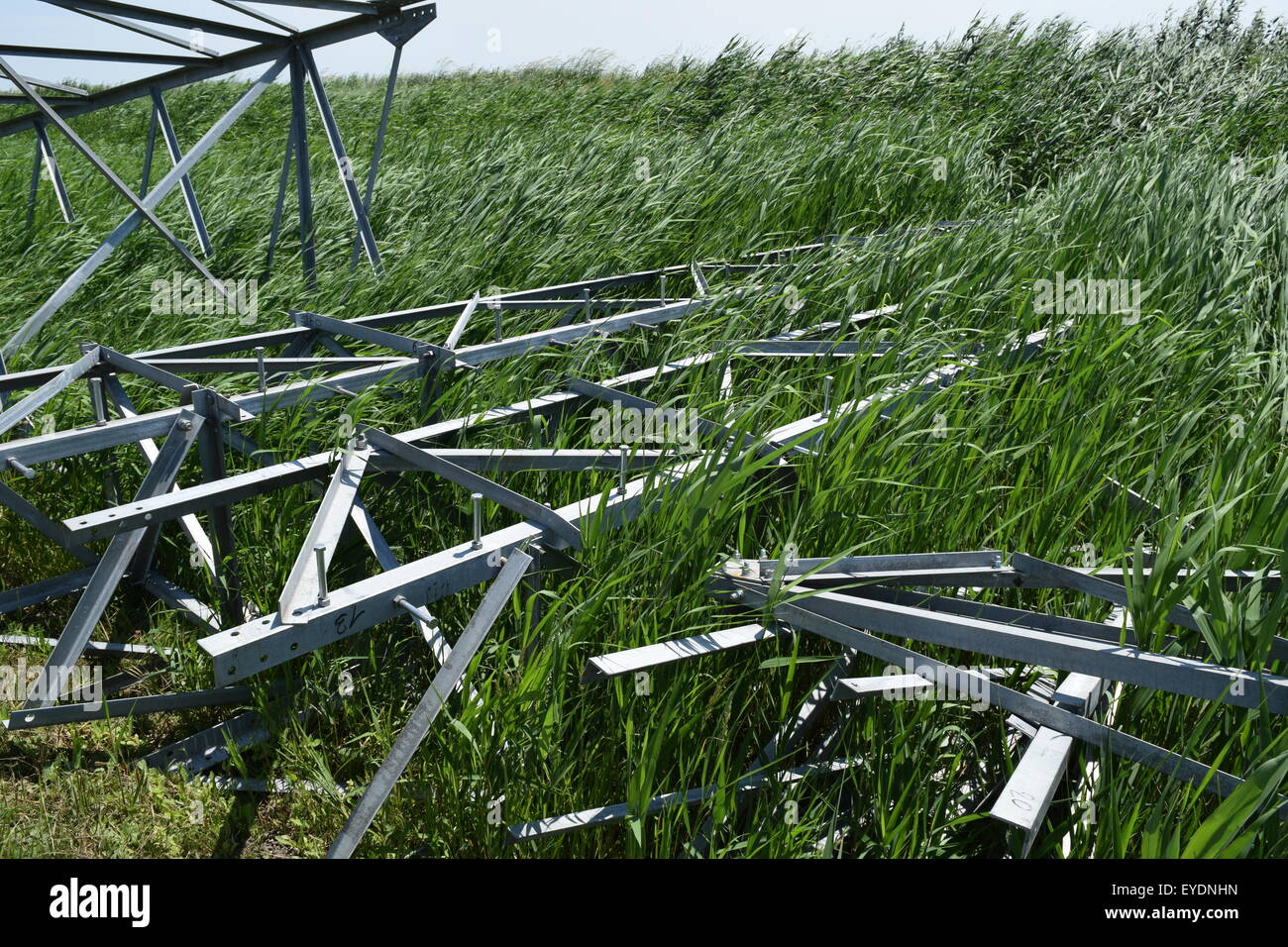 Construction of a high-voltage power line. Stages of installation of ...