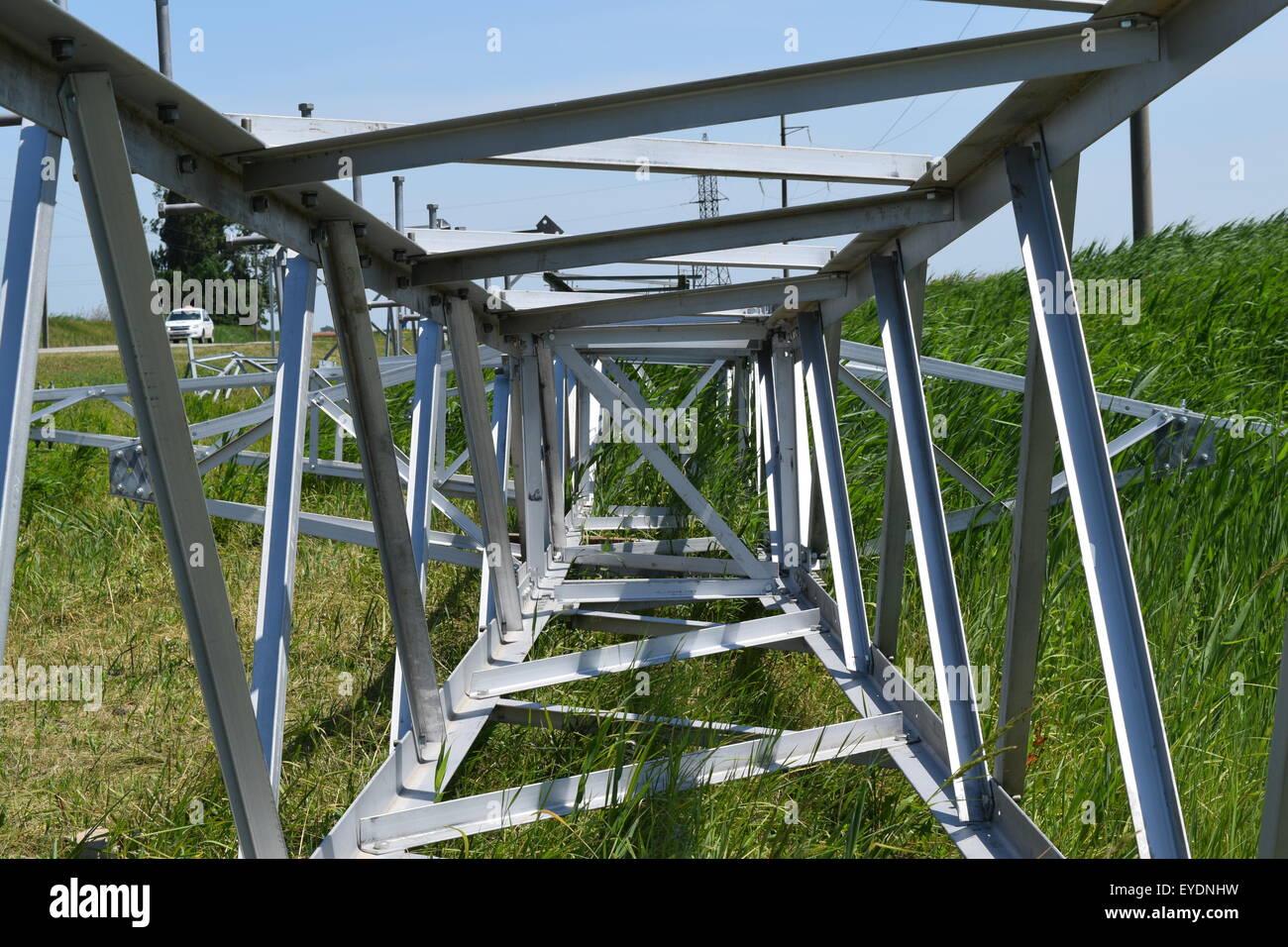 Construction of a high-voltage power line. Stages of installation of ...