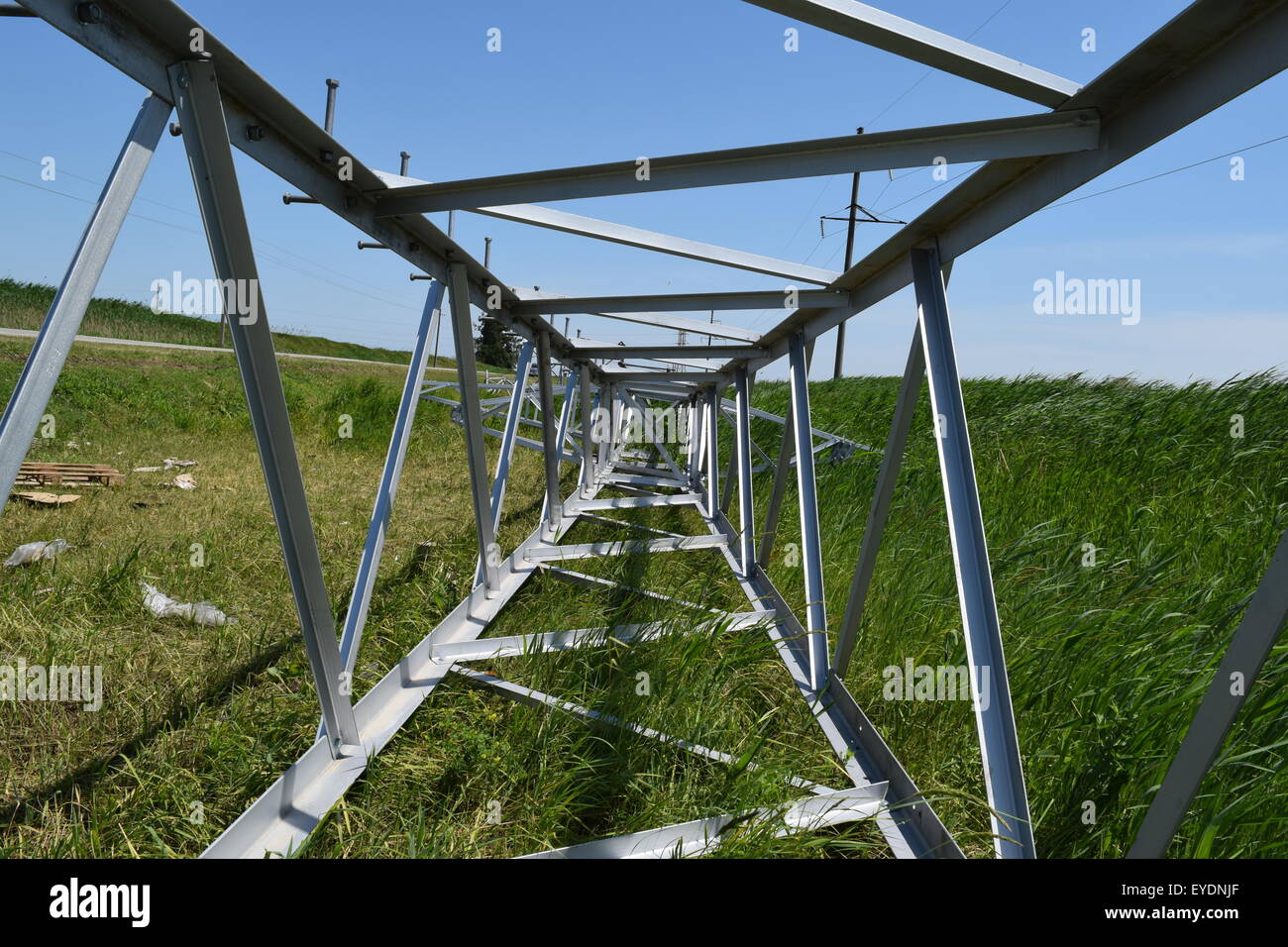 Construction of a high-voltage power line. Stages of installation of ...