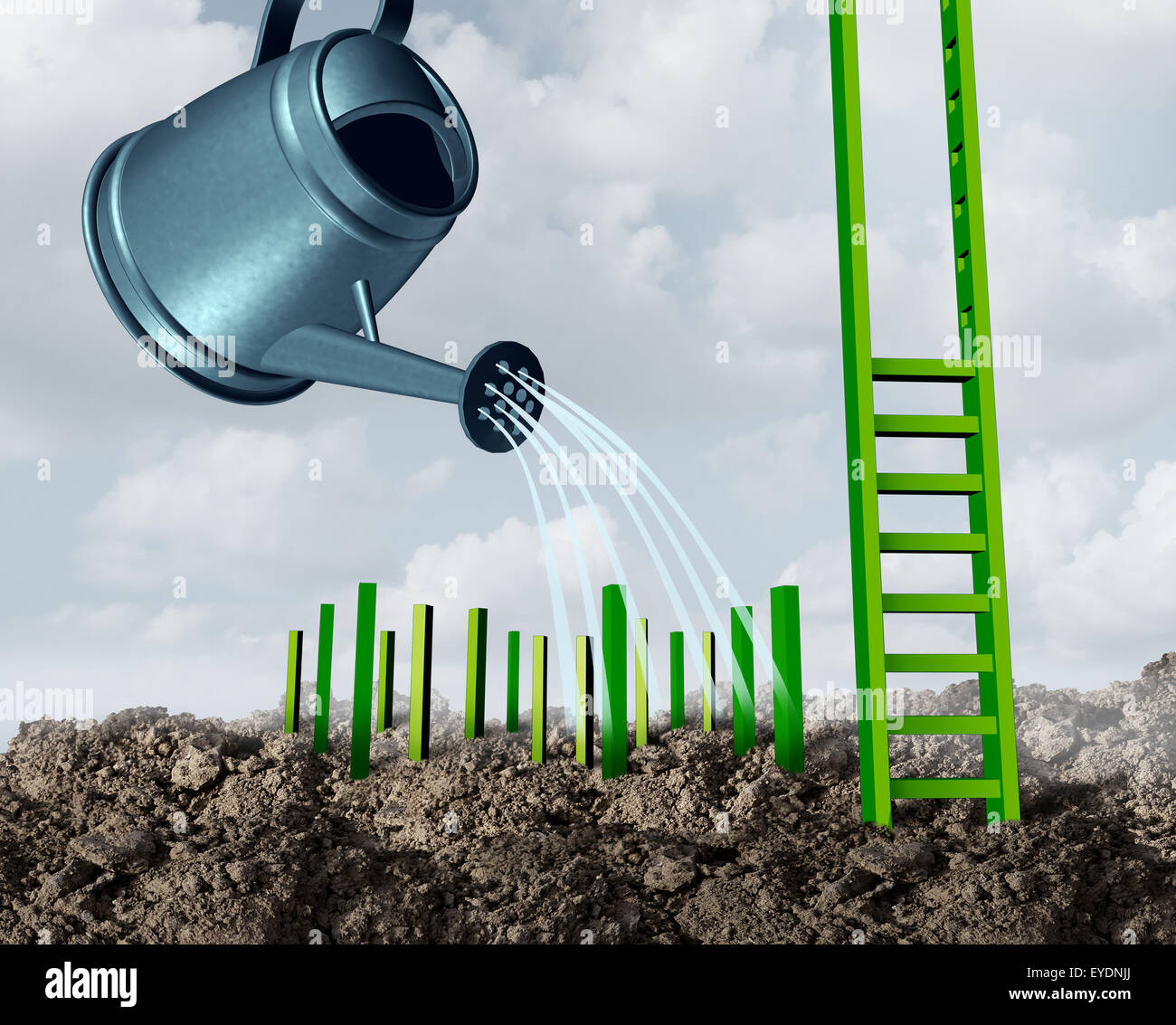 Success development growth concept as a watering can feeding water to ...