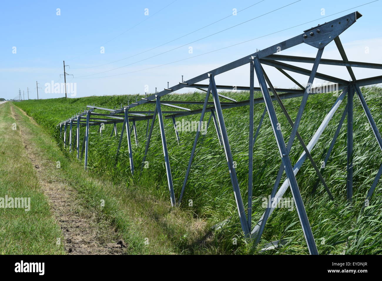 Construction of a high-voltage power line. Stages of installation of ...
