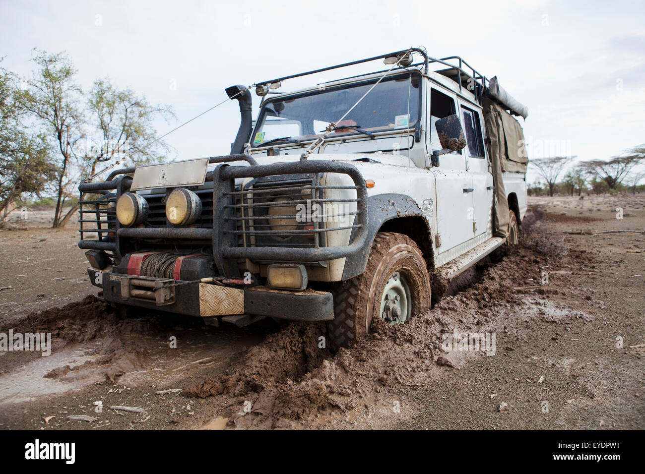 Kenya, Front view of Landrover in mud; North Turkana Stock Photo - Alamy
