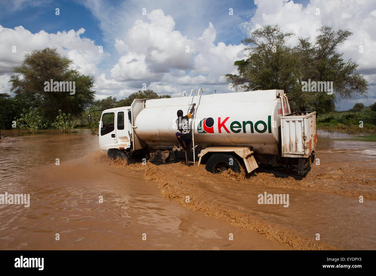 View of truck crossing river; Kenya Stock Photo - Alamy