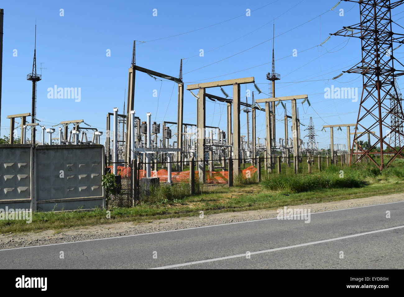 Power substation. Small distributive power substation in the settlement ...