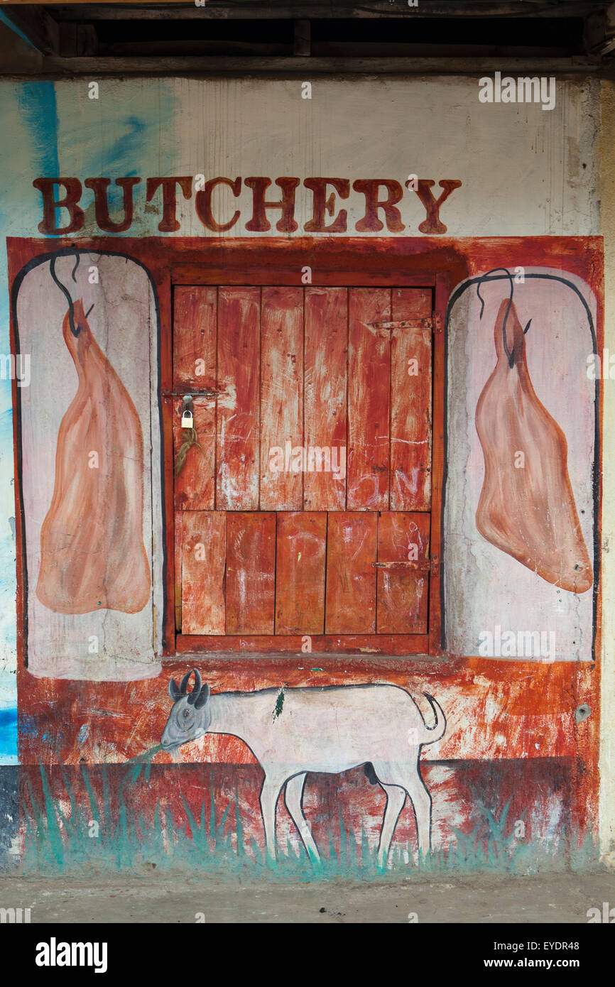 Hand painted butchers shop sign; Kenya Stock Photo - Alamy