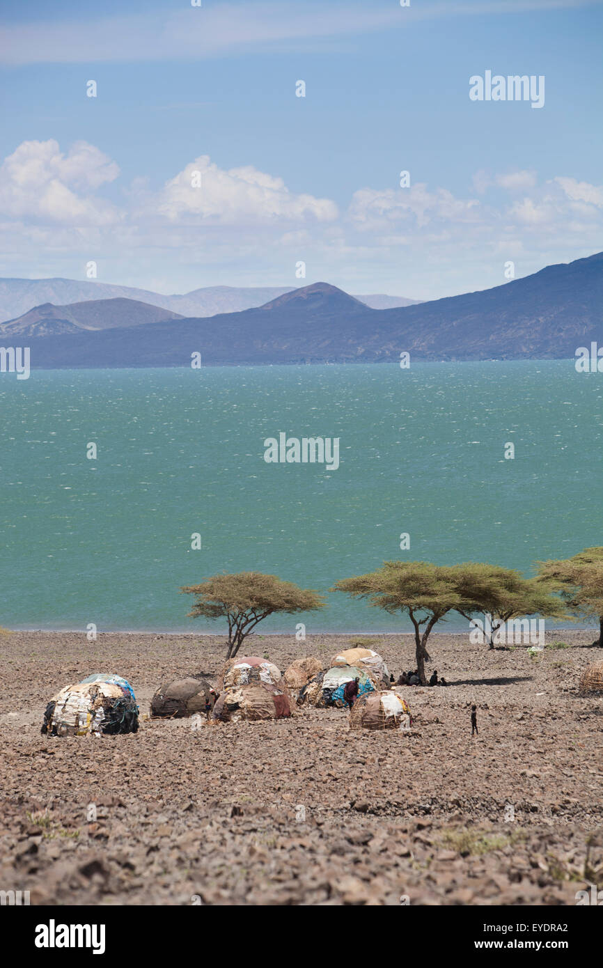 Barren scenery around Loyangalani on Lake Turkana; Kenya Stock Photo ...