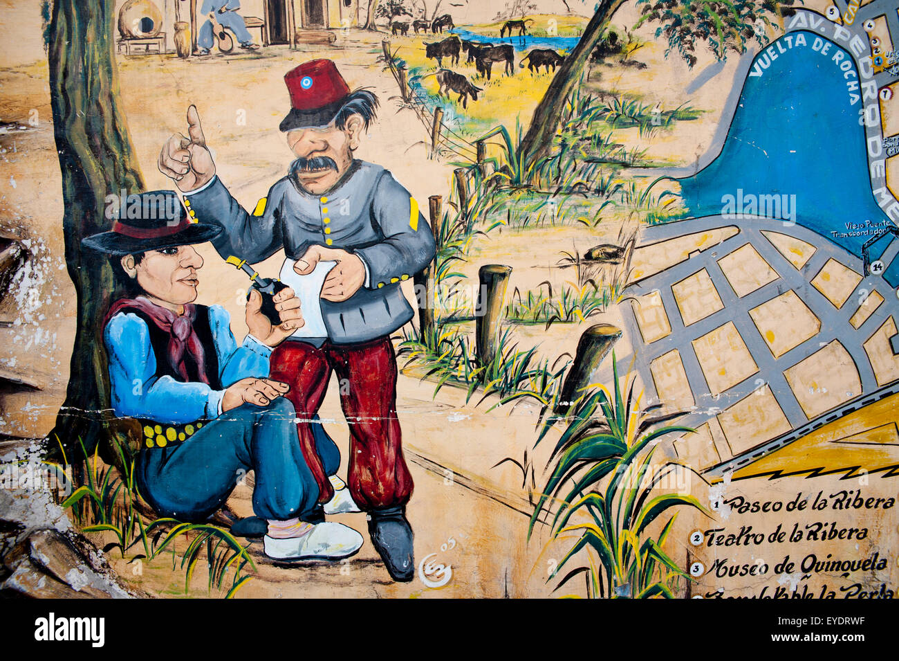 Painting Of Two Gauchos Drinking Mate In La Boca, Buenos Aires ...