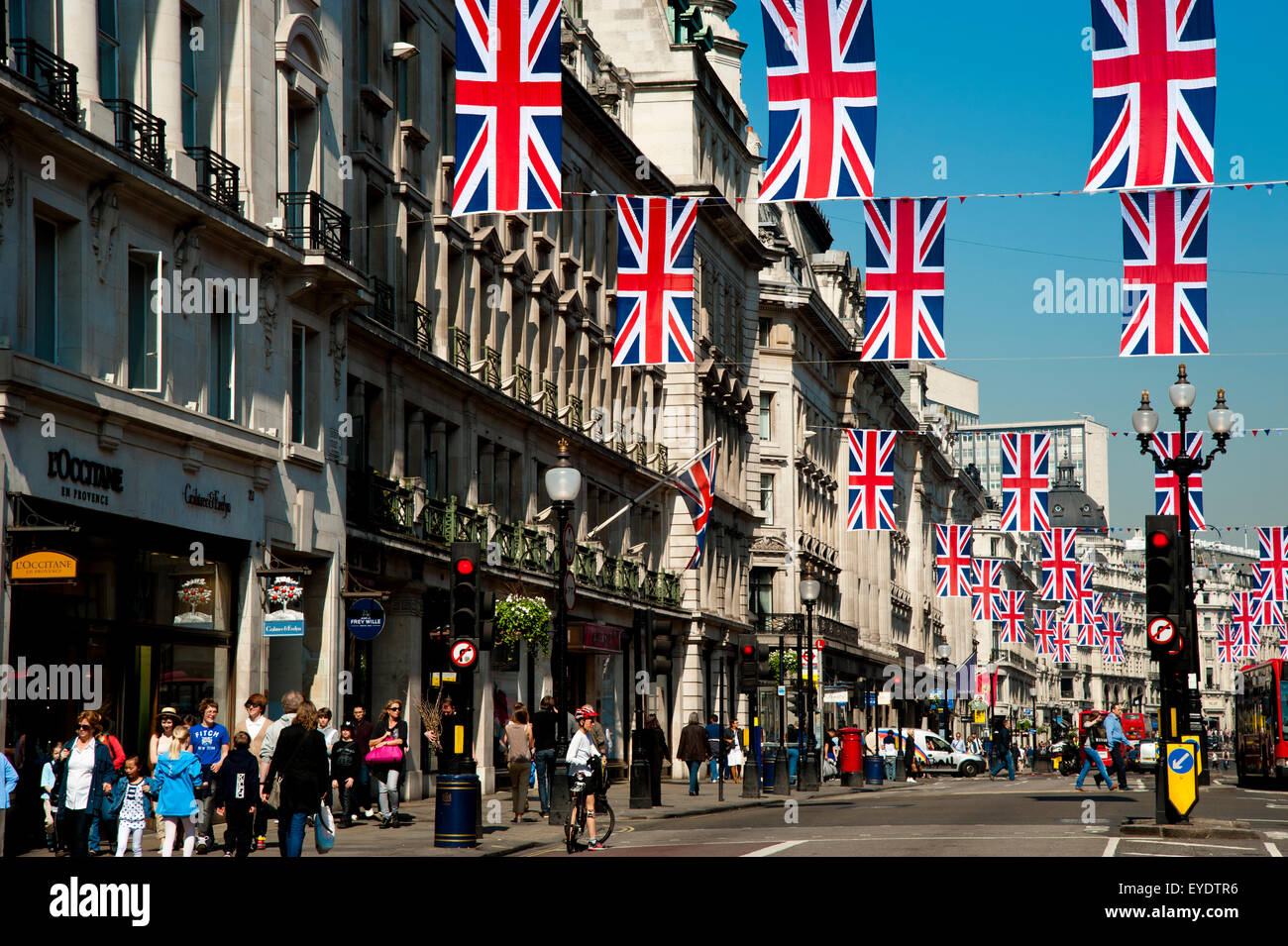 Union Jacks Decorating Regent Street In Central London, London, Uk ...