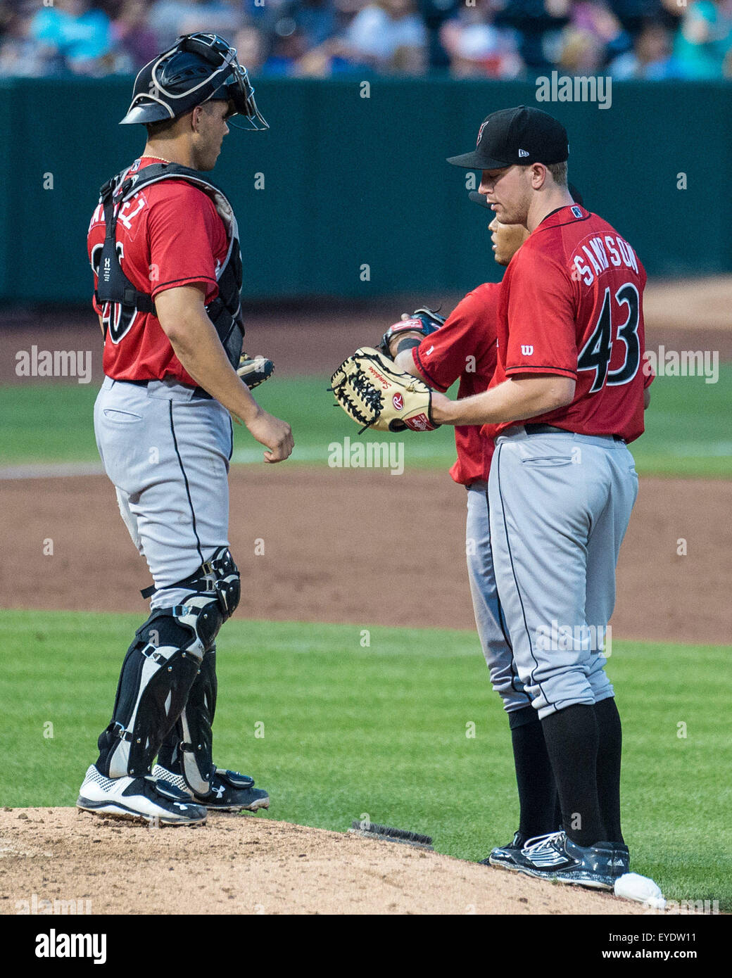 Columbus OH, USA. 27th July, 2015. Indianapolis Indians catcher Tony ...
