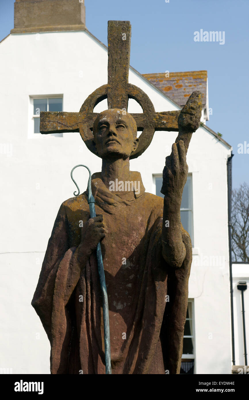 Statue of Saint Aidan, Lindisfarne Abbey; Lindisfarne, Northumberland ...