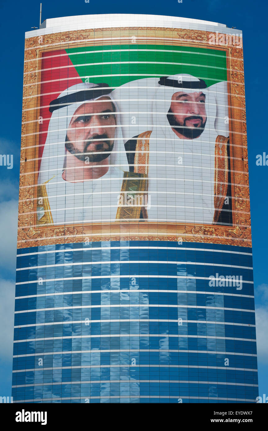 UAE, Large portrait of Sheikh Mohammed Bin Rashid Al Maktoum and ...