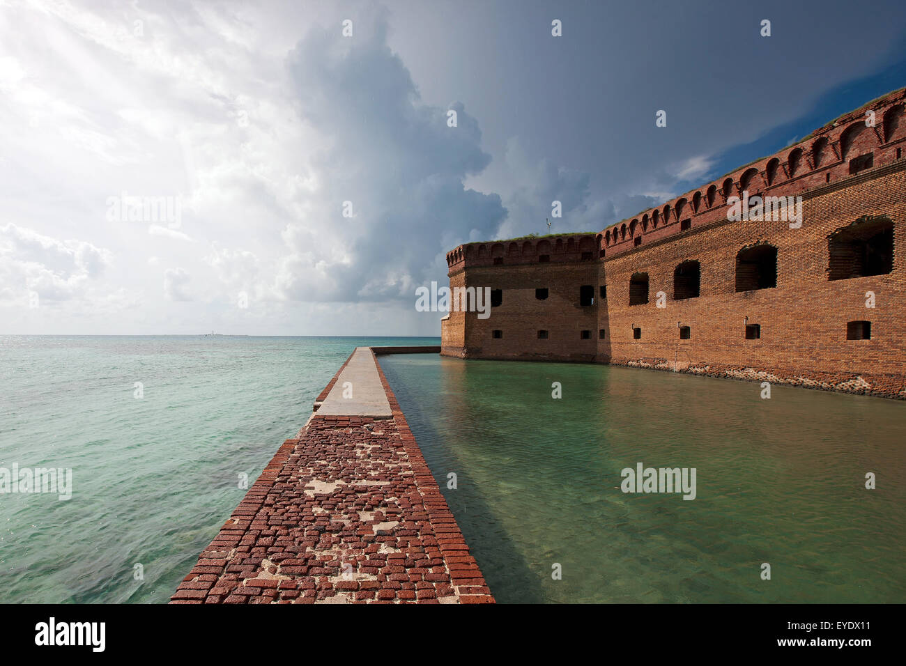 Brick wall surrounding moat outside of Fort Jefferson, Dry Tortugas ...
