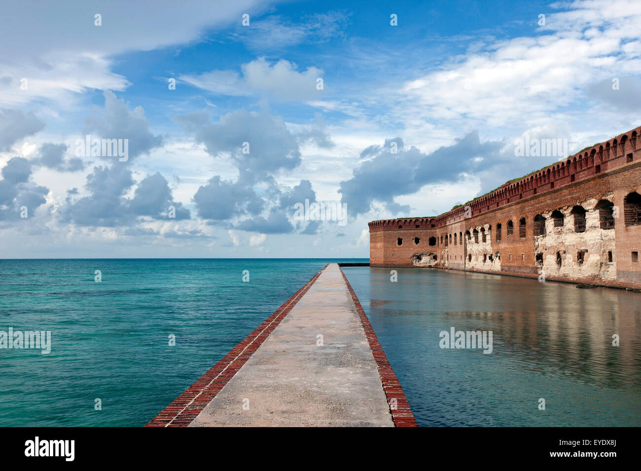 Brick wall surrounding moat outside of Fort Jefferson, Dry Tortugas ...