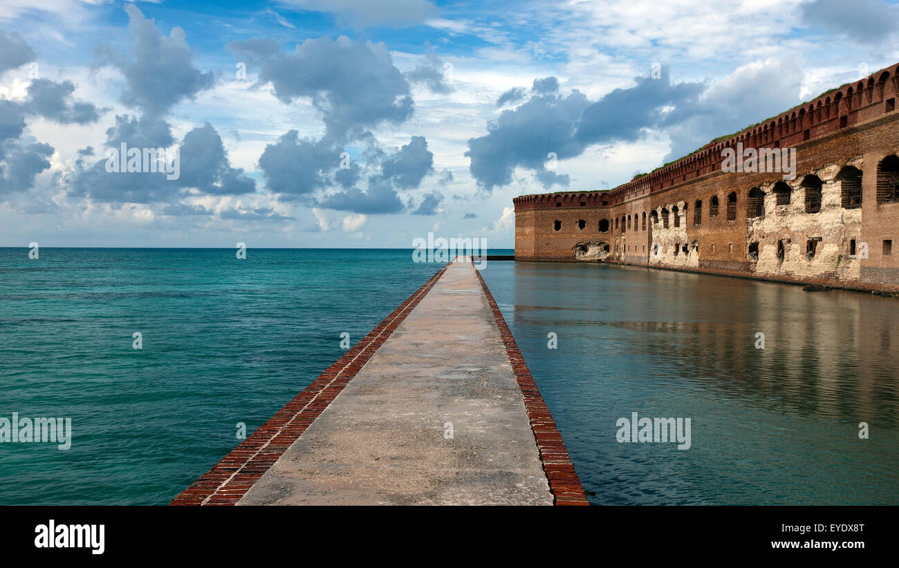 Brick wall surrounding moat outside of Fort Jefferson, Dry Tortugas ...