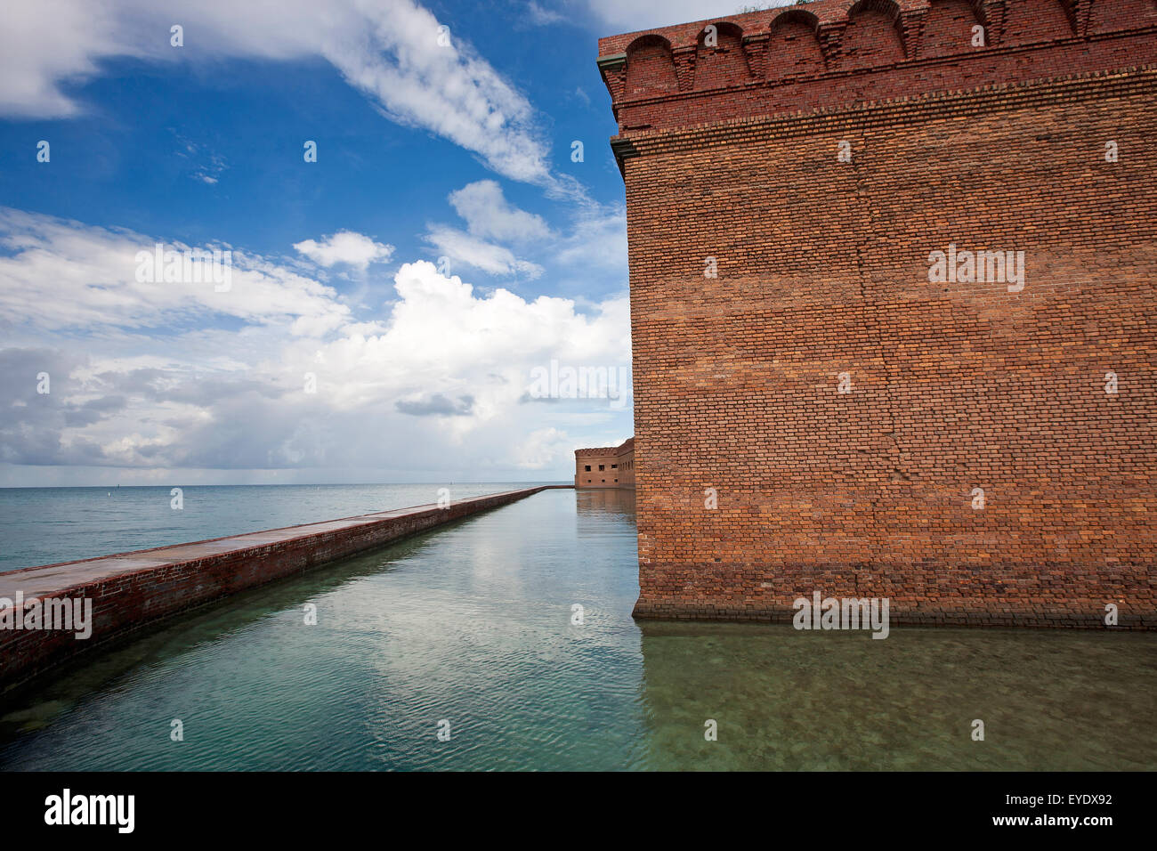 Brick wall surrounding moat outside of Fort Jefferson, Dry Tortugas ...