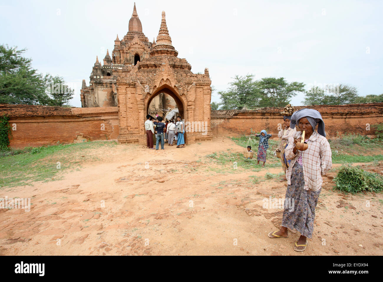 Burma, Local Villager And Pagoda; Bagan Stock Photo - Alamy