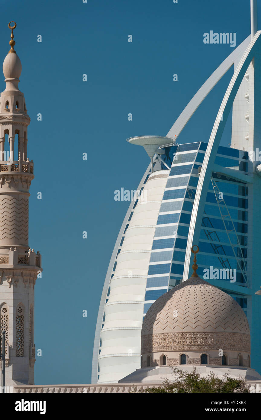 UAE, Small mosque in front of Burj Al Arab hotel; Dubai Stock Photo - Alamy