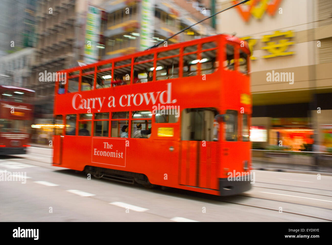 Red tram street scene hong kong hi-res stock photography and images - Alamy