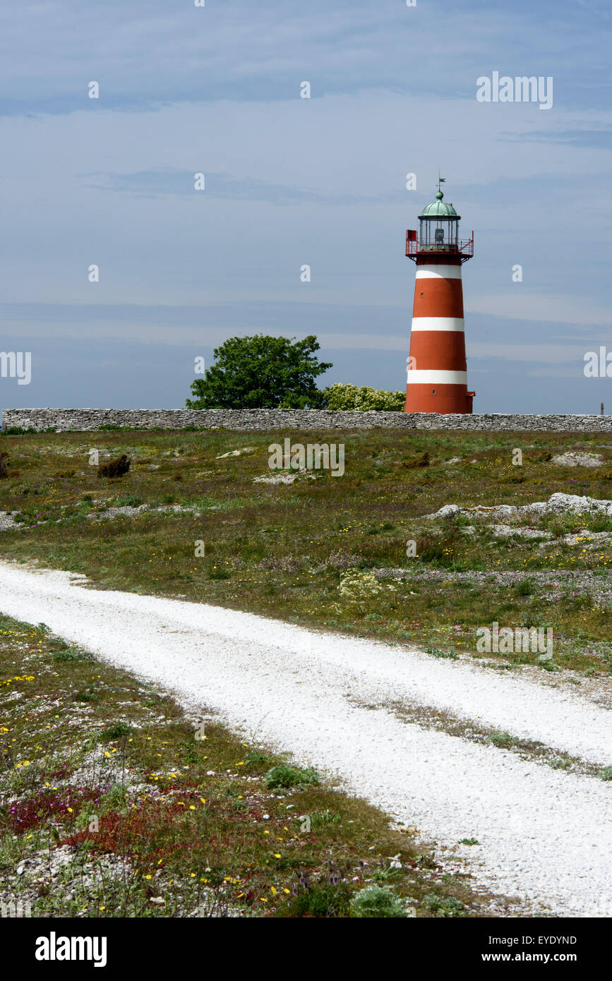 Lighthouse Närsholmen, Isle of Gotland, Sweden Stock Photo - Alamy