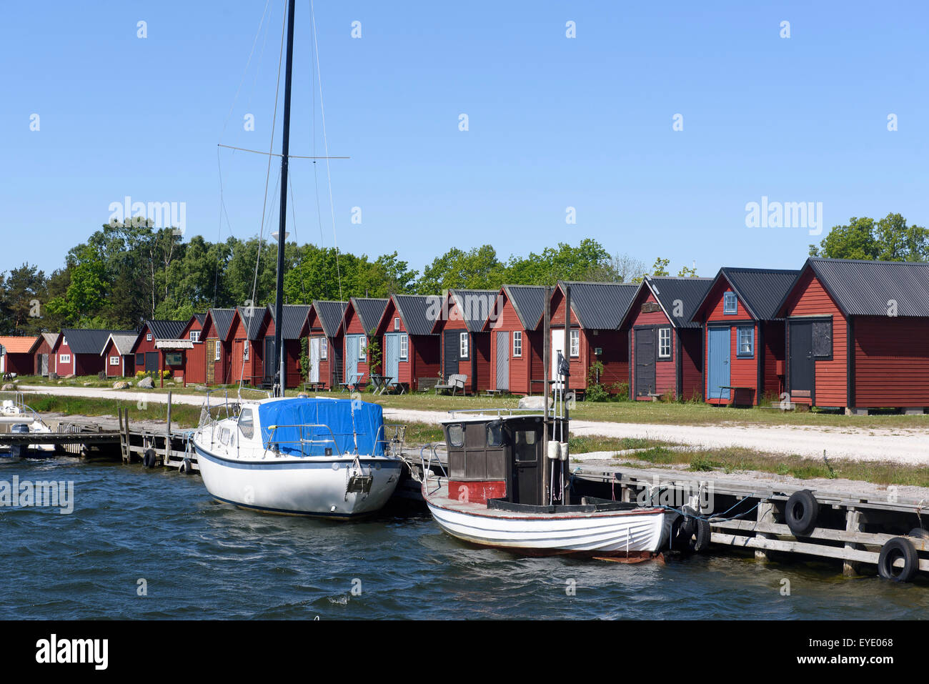cottages at port of Ljugarn, Isle of Gotland, Sweden Stock Photo - Alamy