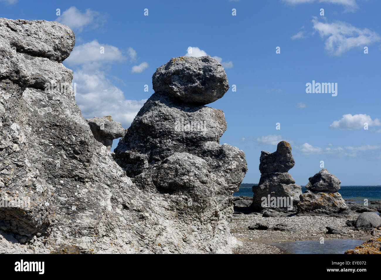 Raukar (Cliffs) near Ljugarn Folj´hammar, Isle of Gotland, Sweden Stock ...