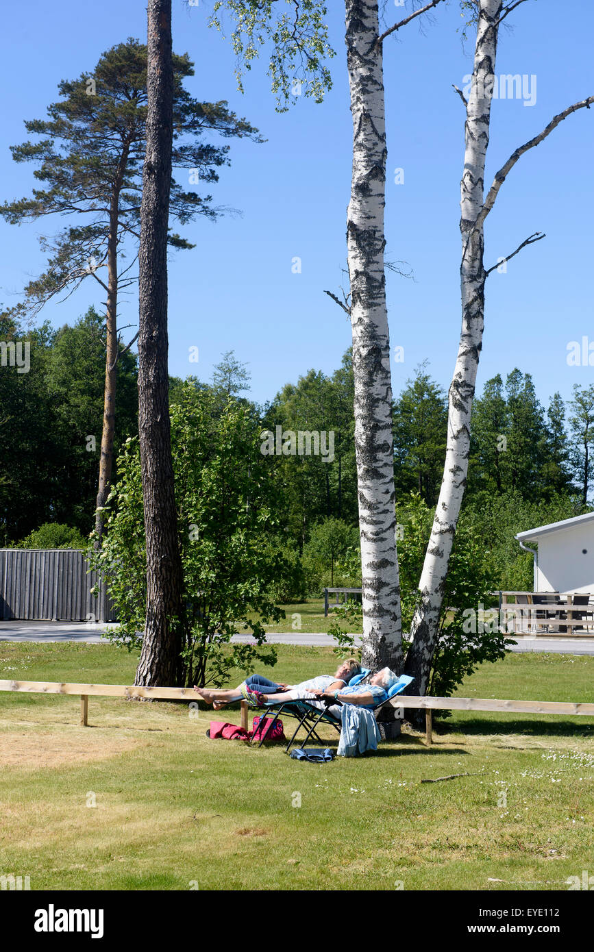 camping at beach of Sudersand on Fårö island near Gotland, Sweden Stock ...