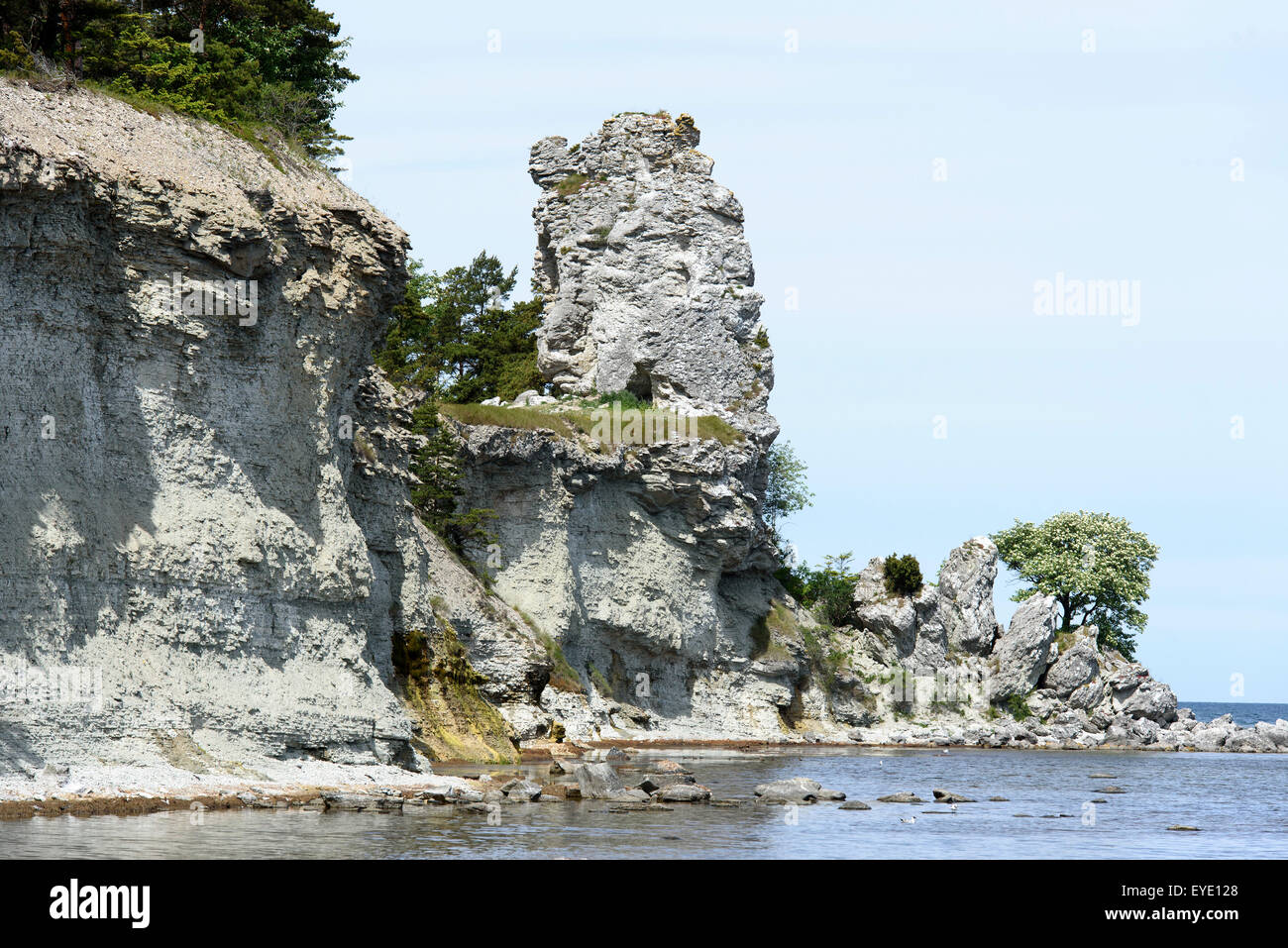 Rauk (Cliff) Jungfrun (Virgin) near Lickershamn, Isle of Gotland ...
