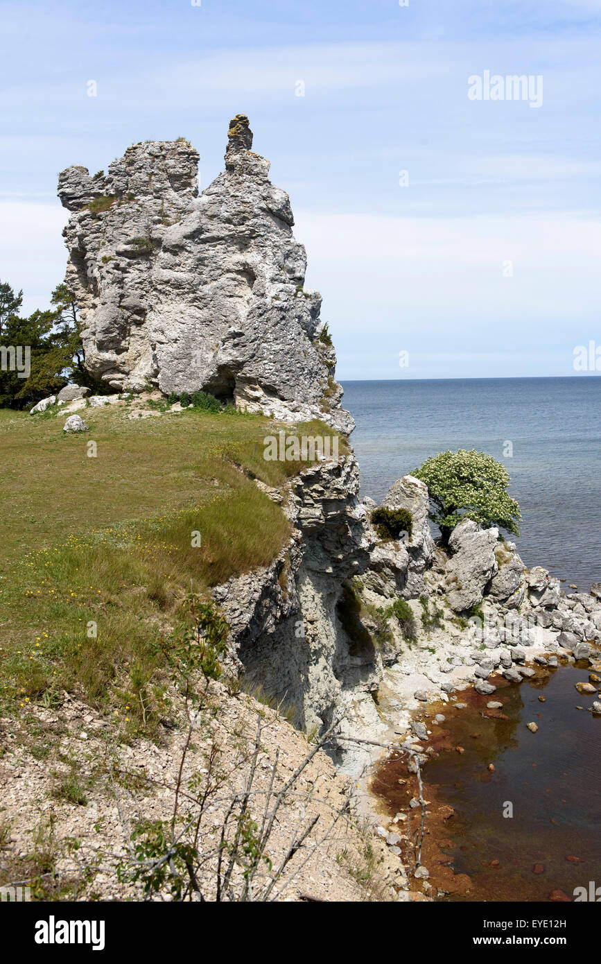 Rauk (Cliff) Jungfrun (Virgin) near Lickershamn, Isle of Gotland ...