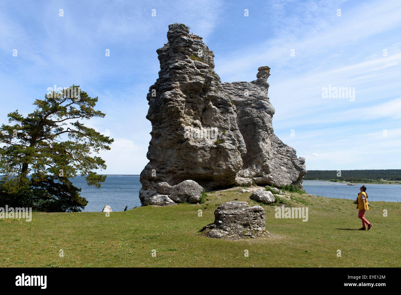 Rauk (Cliff) Jungfrun (Virgin) near Lickershamn, Isle of Gotland ...