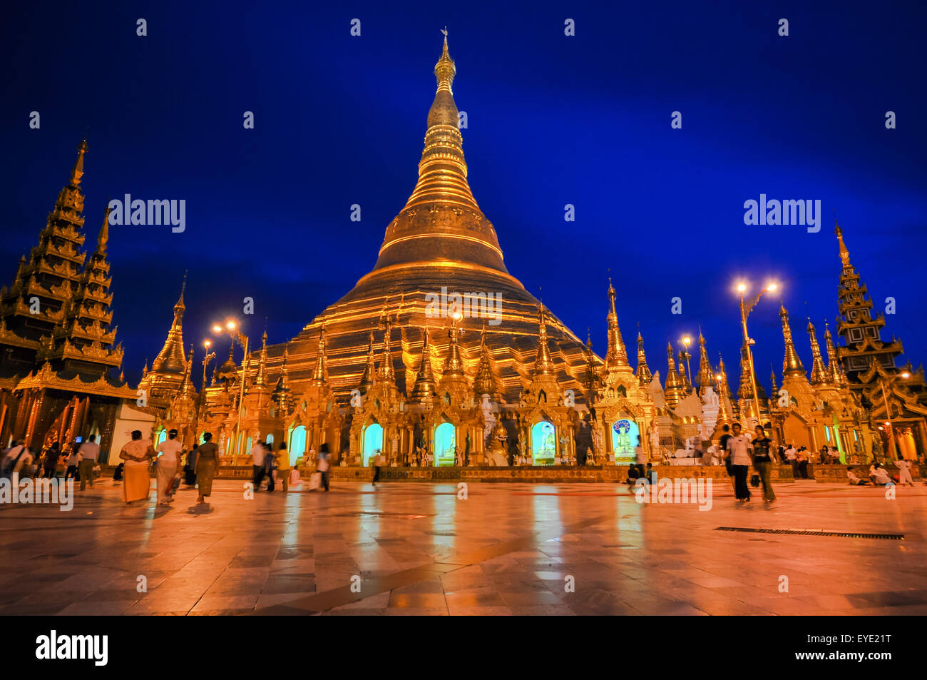 Shwedagon Pagoda in Yangon City, Burma with Light: the beautiful golden ...