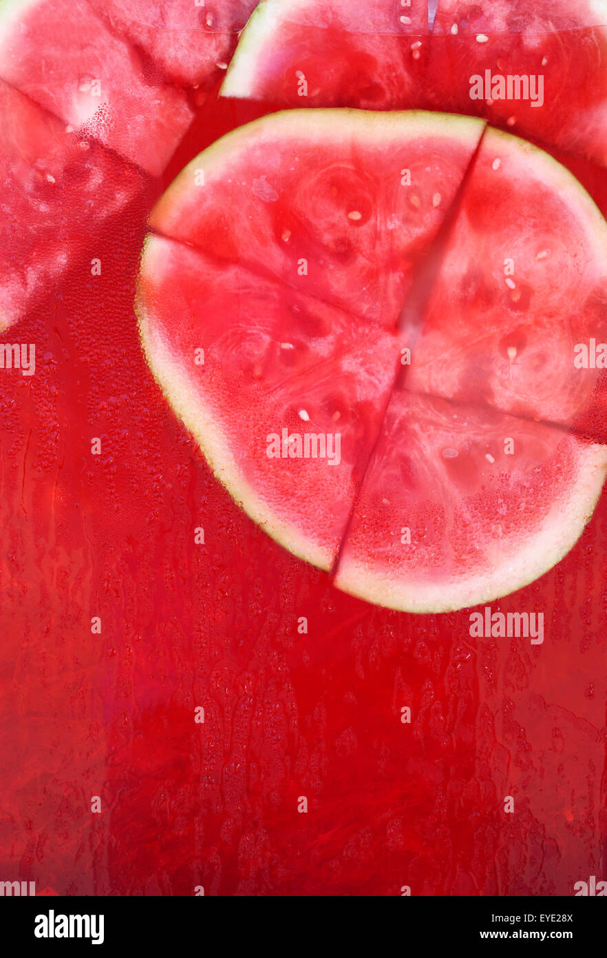 Slices of Floating Watermelon in Fresh Drink Stock Photo - Alamy