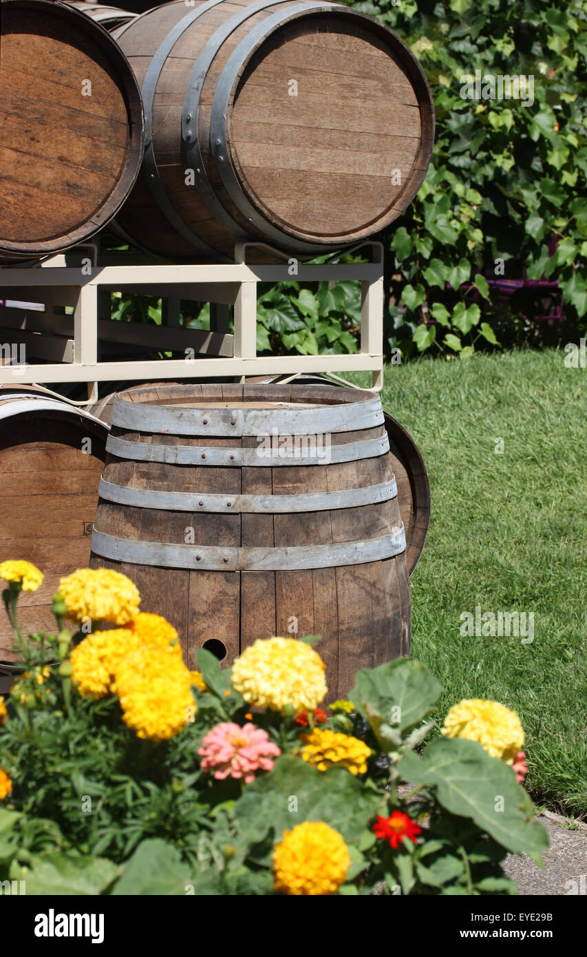 Stack of old wooden barrels Stock Photo - Alamy