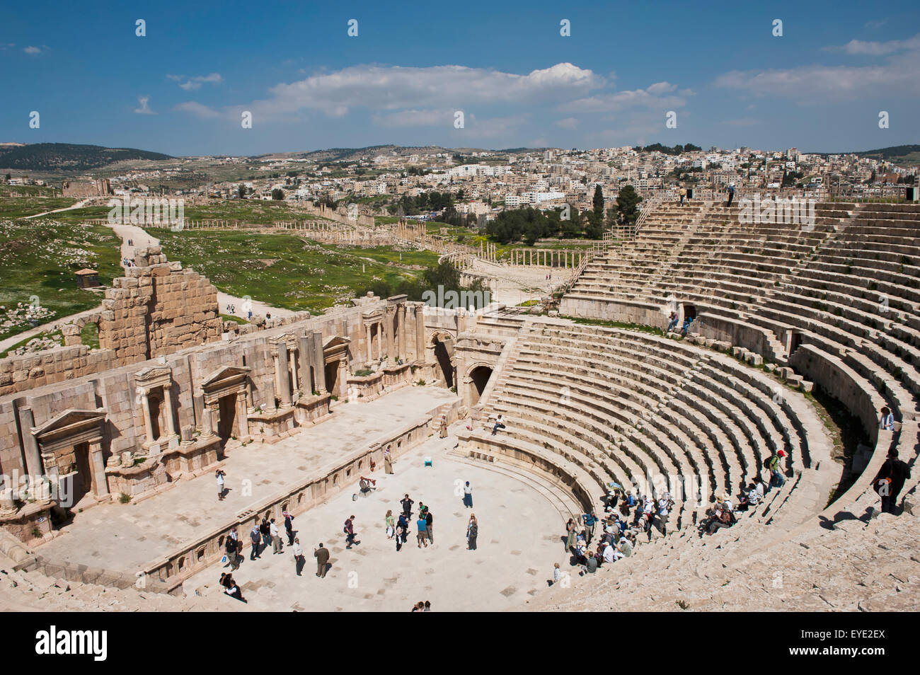 South Theatre, The Ancient City Of Jerash, Jordan, Middle East Stock ...