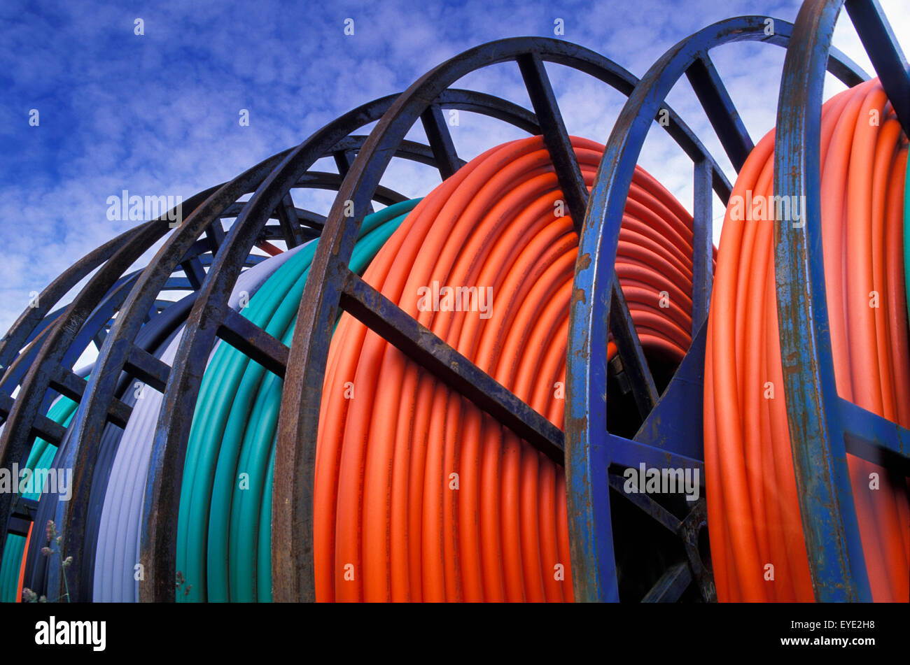 Industrial Electric Cables On Rolls Stock Photo - Alamy