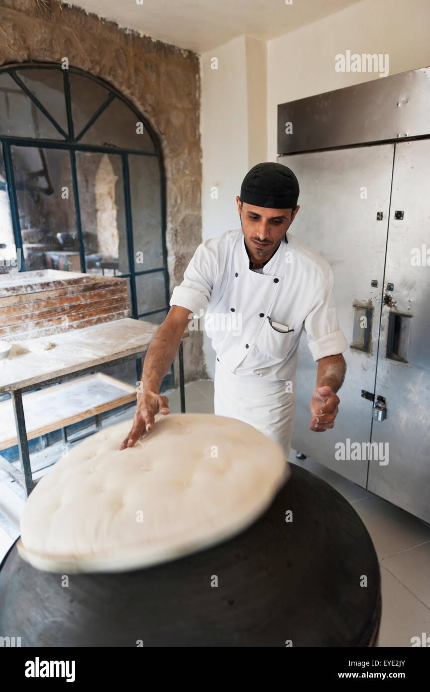 Bread Making At The Bakery At Haret Jdoudna, Madaba, Jordan, Middle ...