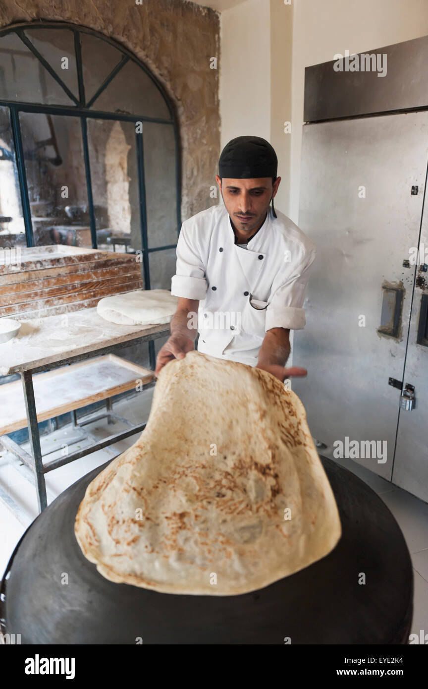 Bread Making At The Bakery At Haret Jdoudna, Madaba, Jordan, Middle ...