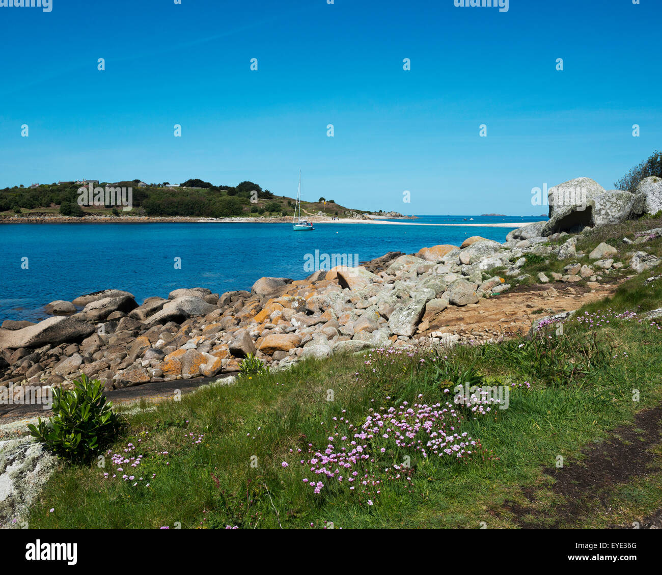 St Agnes Viewed From The Island Of Gugh Showing The Sand Bar (Tombolo ...