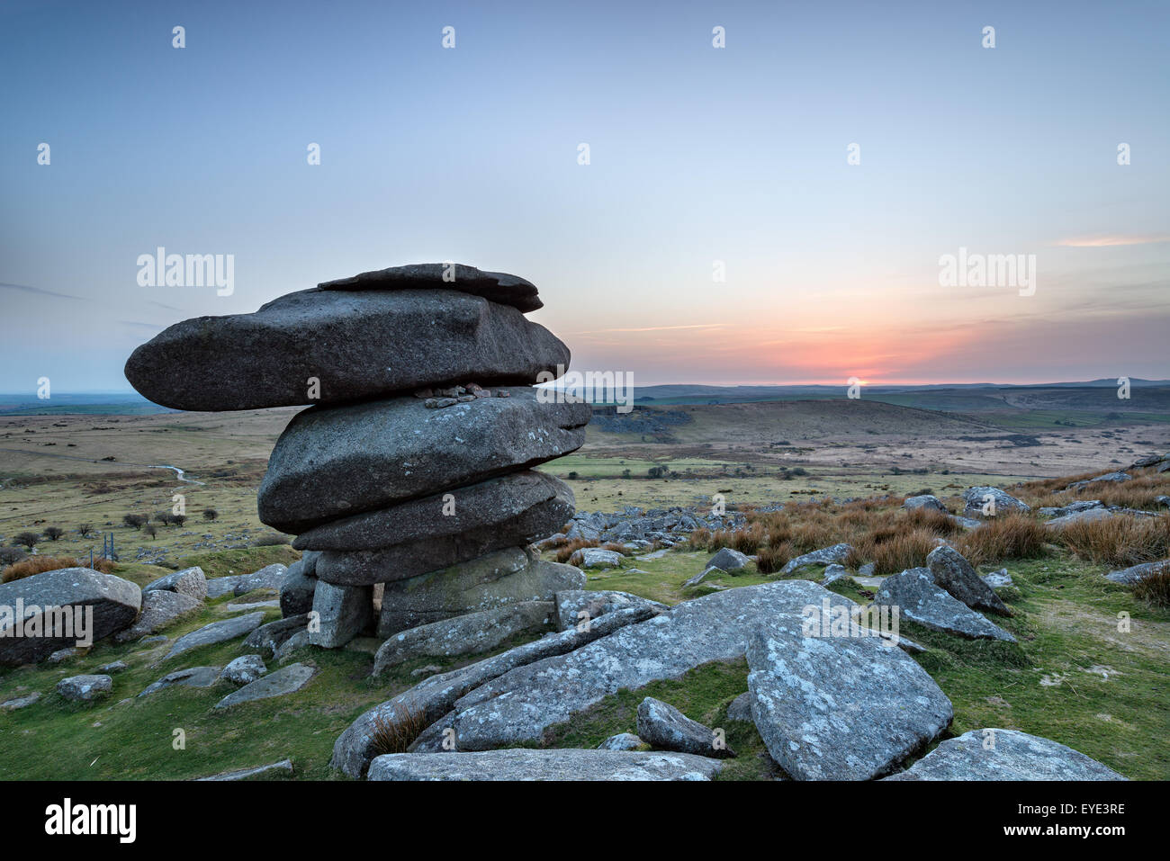 The Cheesewring, a granite rock formation at Minions on Bodmin Moor in ...