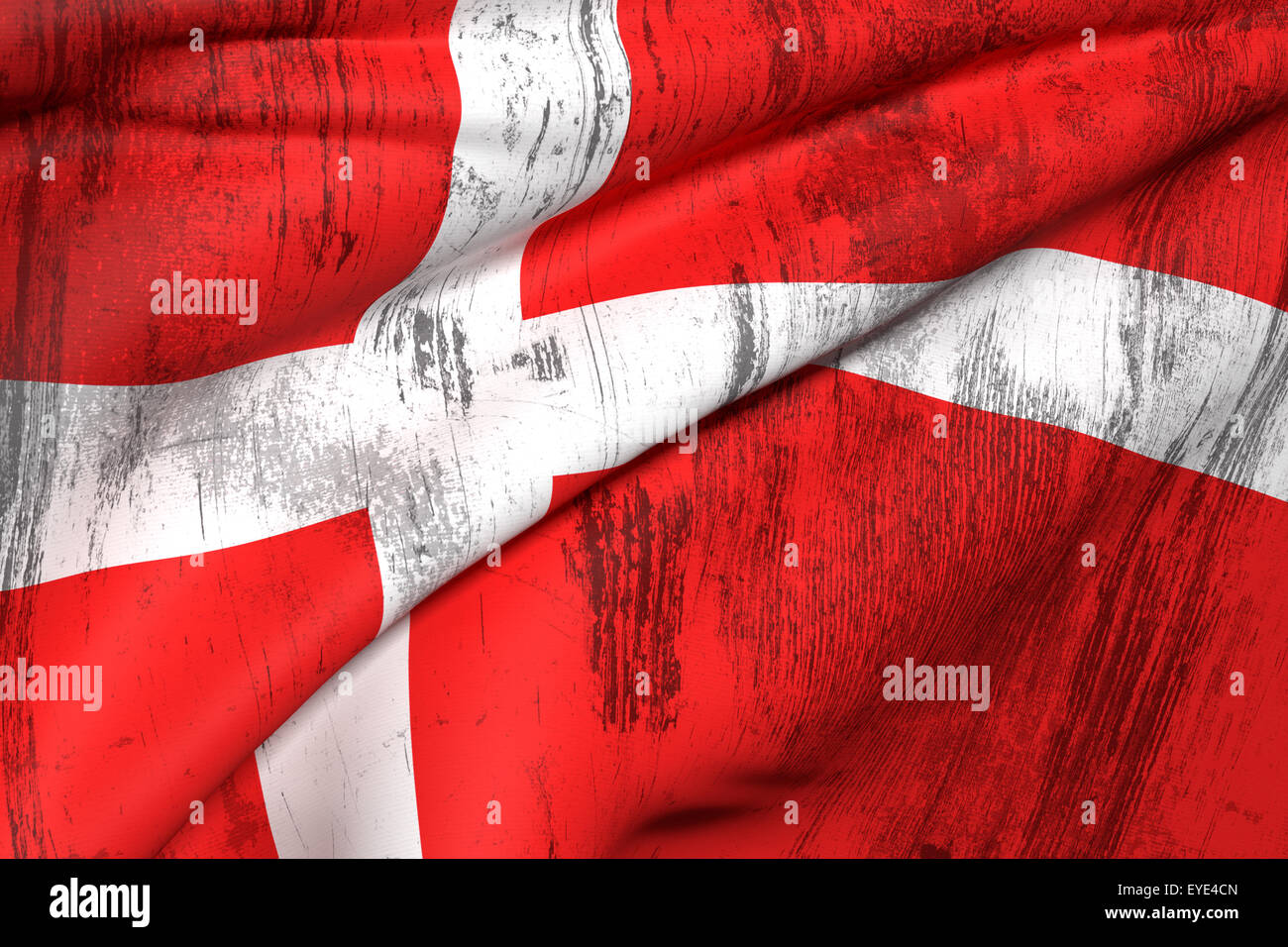 3d rendering of an old and dirty Denmark flag Stock Photo - Alamy