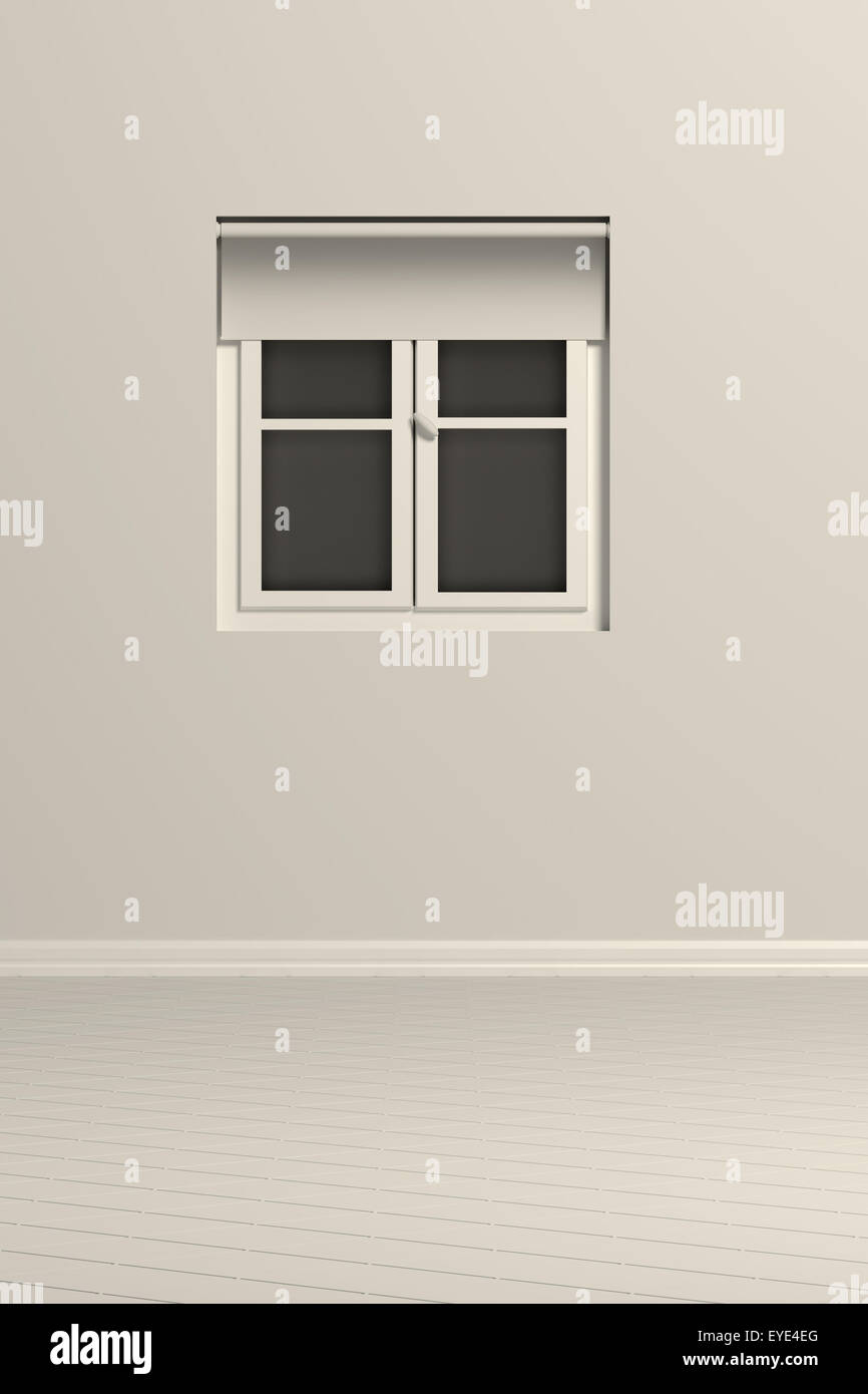 3d rendering of a white window on an empty room Stock Photo - Alamy
