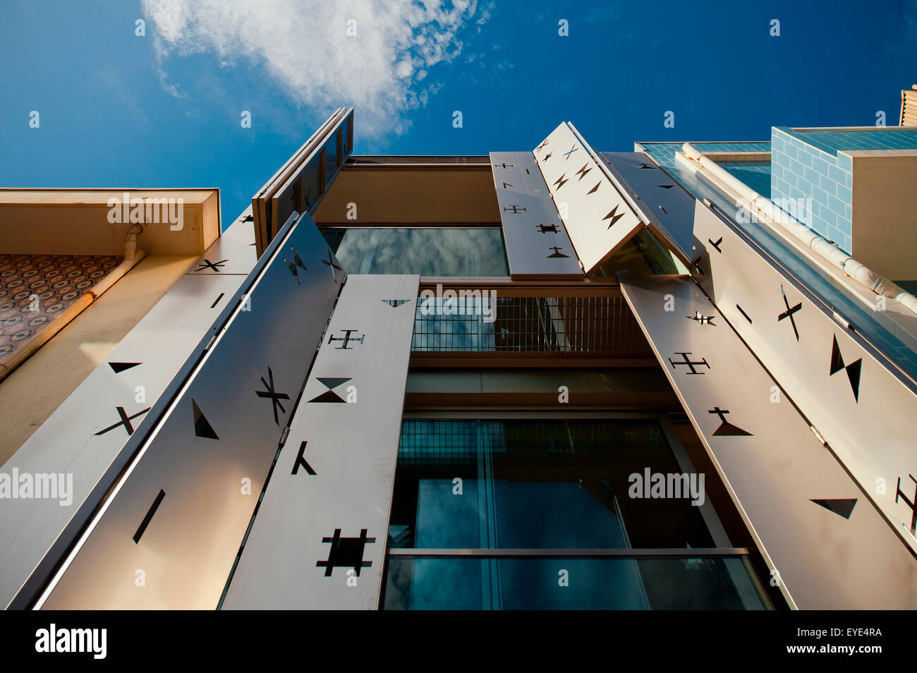 Concertina shutters from below. House 77, Povoa de Varzim, Portugal ...