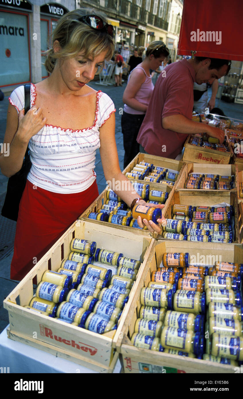 Street market, mustard stand, Dijon, France Stock Photo - Alamy
