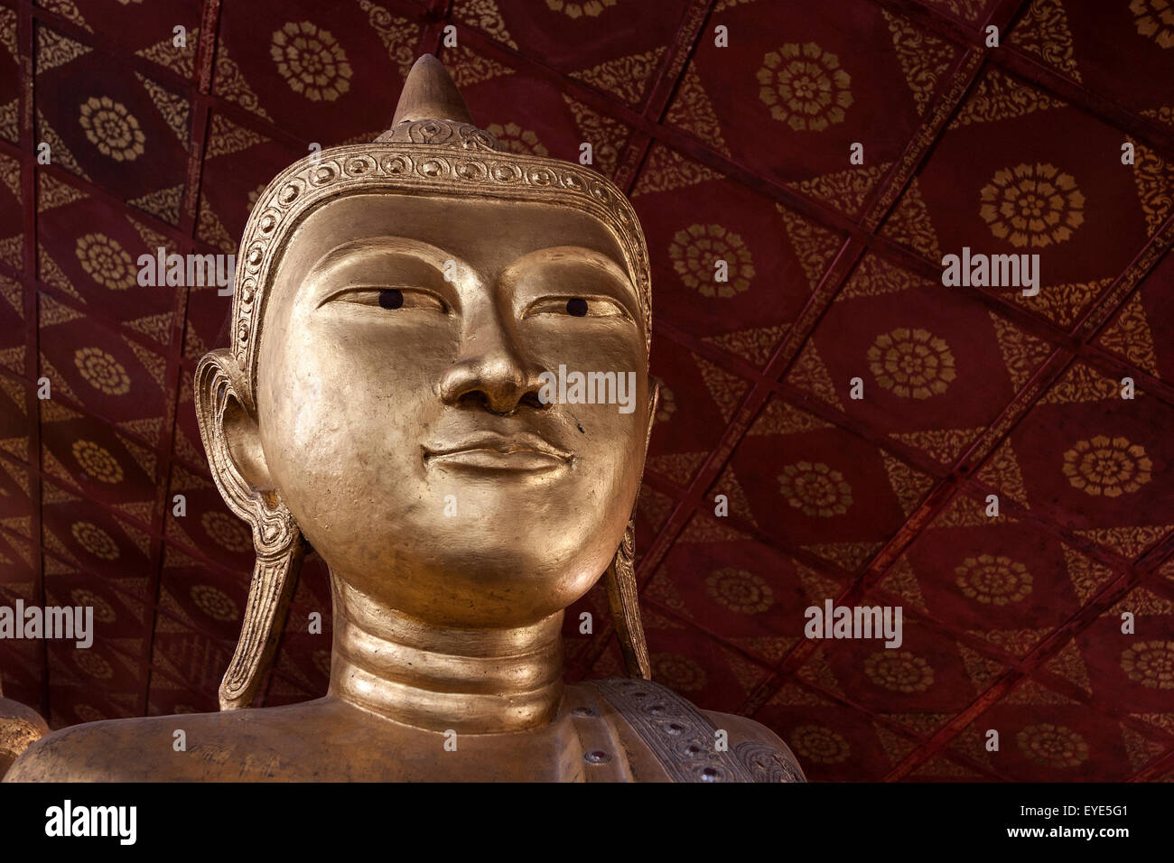 Bronze head of Buddha at Wat Jong Kham, Kyaing Tong, Shan State Golden ...