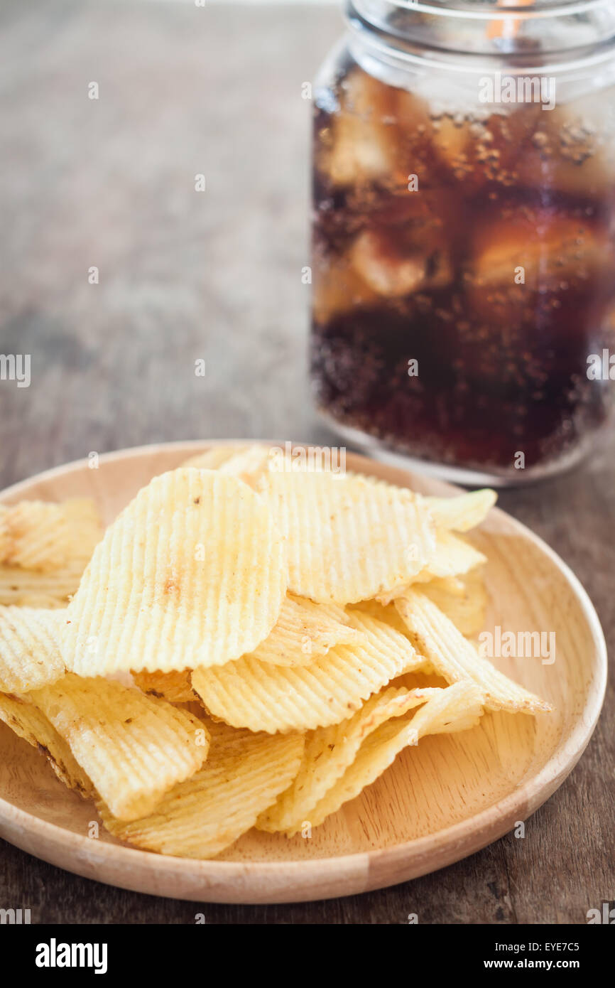Crispy potato chips with iced cola, stock photo Stock Photo - Alamy