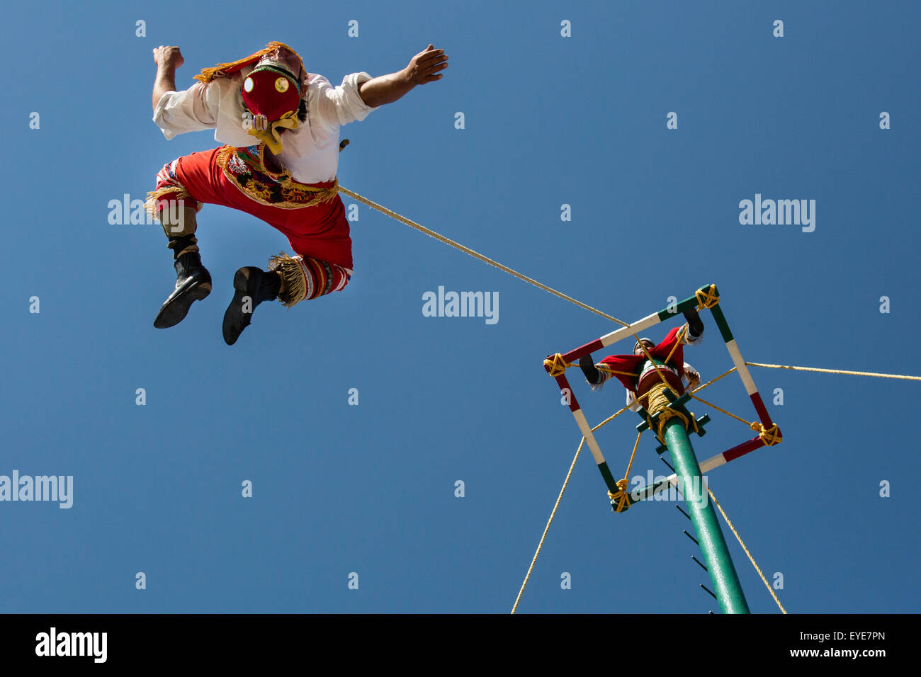 Low Angle of Mexican Flying Men Performing Danza de los Voladores ...