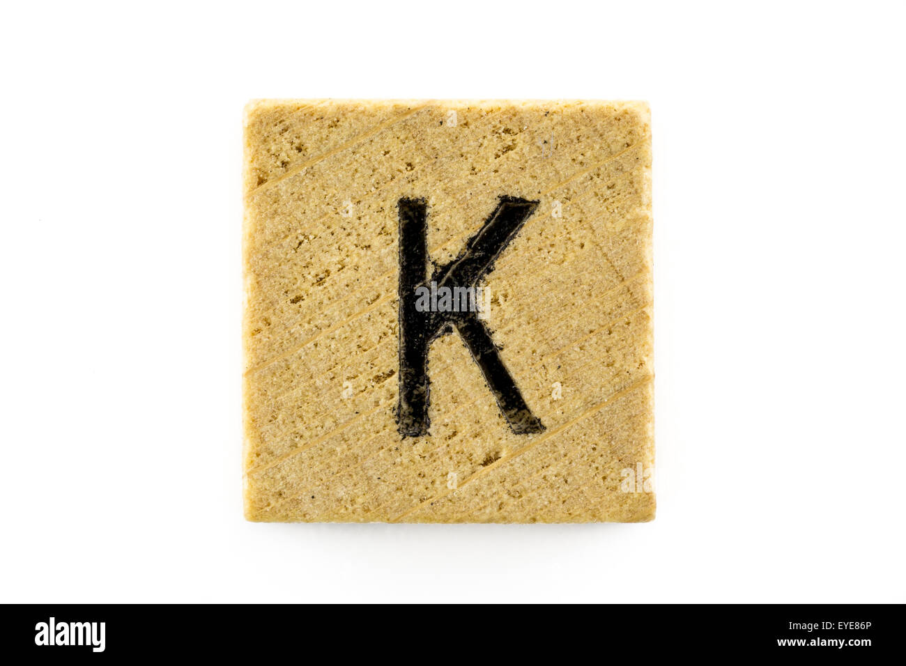 Wooden alphabet blocks with letters K (Isolated Stock Photo - Alamy